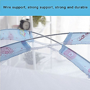 Rrut Baby Safety Net Tent, Premium Baby Bed Canopy Netting Cover Mesh Nursery Mosquito Net - Stylish and Sturdy Infant Crib Tent Net - Protect Your Baby from Falls or Bites Blue 90CMÃ—120CM
