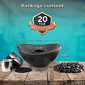 Keystone Peak Firepit - New 2024 - Concrete Tabletop Fire Pit for Indoor and Outdoor - Large Multi-Fuel Fire Bowl (11") - Small Personal Fireplace for Patio Balcony and Coffee Table - Black