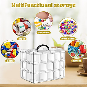 Teenyyou 4 Pcs 3 Tier Stackable Craft Organizers and Storage Bead Organizers with 30 Adjustable Compartments Storage Box Jewelry Making Organizers and Storage for Arts, Jewelry, Dolls, Washi Tape