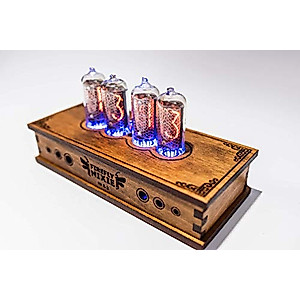 Handmade Nixie Tube Clock IN-8-2 - Made in Ukraine - Vintage Retro Table Clock - Wooden Desk Nixie Tube Clock
