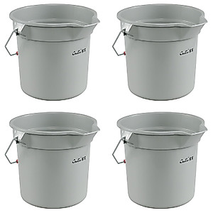 Begale 3.5 Gallon Commercial Cleaning Pail, Plastic Round Car Wash Bucket with Handle, Gray, Pack of 4