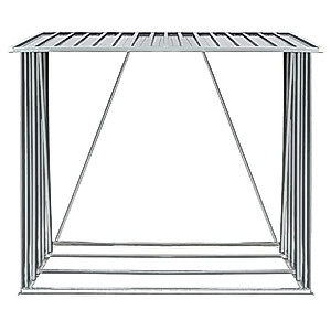 vidaXL Garden Log Storage Shed Firewood Shed Timber Storage Outdoor Patio Balcony Backyard Terrace Furniture Galvanized Steel 64.2" Anthracite