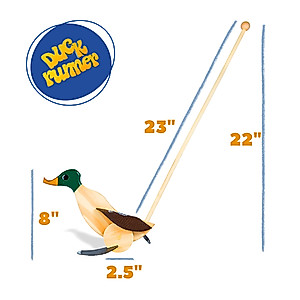 Wooden Push Toy Duck (Dark Green) - 18 Months to 3 Years Old - Walking Toddler Toys Preschool Learning Activities Walking Baby Toys Learning Toys for Toddlers Develops Motor Skills