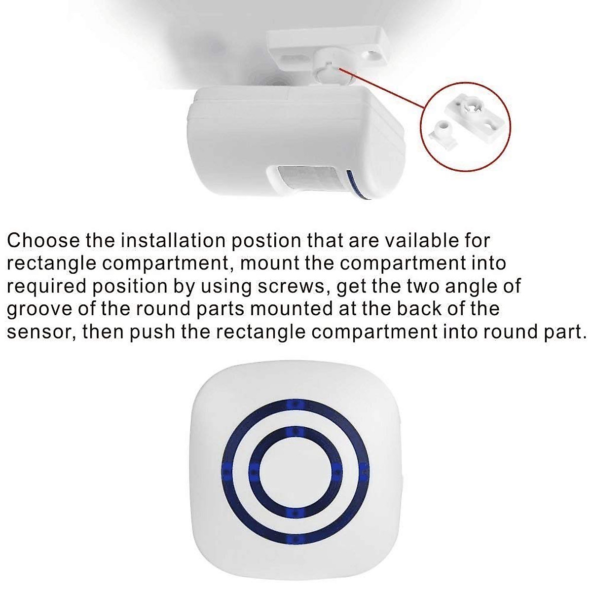 Home Security Motion Sensor Alarm Outdoor, Wireless Driveway Alert: Infrared Motion Sensor Chime Doorbell with 1 Plug-in Receiver and 2 PIR Motion Sensor Detector Alert - 38 Chime Tune - LED Indicator