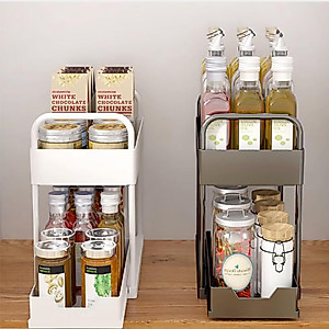 LONONE Under Sink Organizers and Storage Kitchen 2 Pack Under Sink Organizer Storage Pull Out Sliding Cabinet Organizer Pull Out Shelves Under Kitchen Sink,White