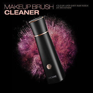 NICARE Makeup Brush Cleaner and Dryer Machine, Electric Cosmetic Automatic Brush Spinner with 8 Size Rubber Collars, Wash and Dry in Seconds, Deep Cosmetic Brush Spinner for Brushes