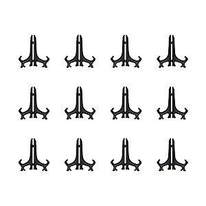DOITOOL 10pcs Plastic Easel Plate Display Stands Place Card Holder Display Easel Stand for Display Picture Frame Collectibles Desktop Weddings Party Home Decoration Black