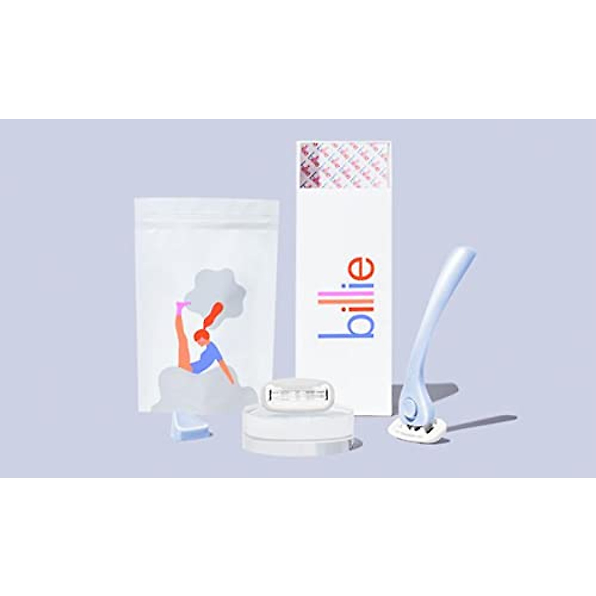 Billie Shaving Razor Cool Blue with 2 x 5-Blade Cartridges and the Magic Holder, 4 Piece Set