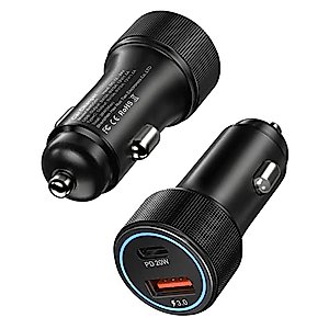 2-Pack USB C Car Charger, 38W 2-Port iPhone 14 Car Charger, All Metal PD3.0 Dual Cargador Carro Lighter Adapter for iPhone iPhone 14/13 Pro/12/12 Pro/12 Mini, Galaxy S22/S21/S20/S10/S9, iPad Pro