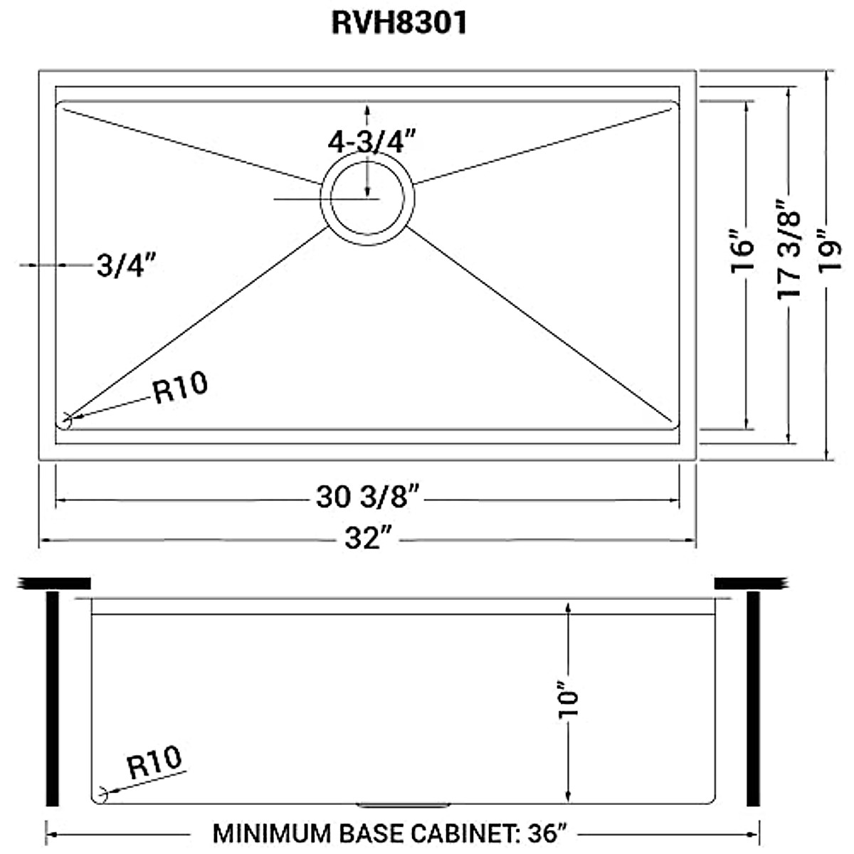 Ruvati 32-inch Workstation Ledge Tight Radius Undermount 16 Gauge Kitchen Sink Single Bowl - RVH8301
