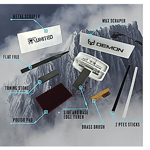 Demon Complete Basic Tune Kit with Wax- Everything Needed to do a Basic Tune and Wax for Your Skis and Snowboard **Made in USA Wax**