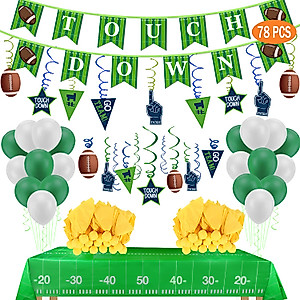 Football Party Decorations-include Tablecloths, Penalty Flag Paper Napkins, Banner, Hanging Swirls and Balloons for Super Bowl Party Supplies
