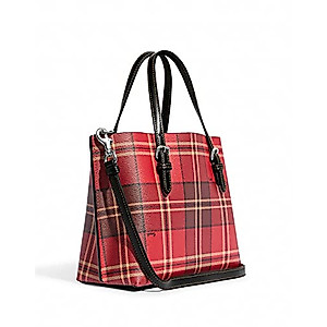 Coach Leather Mollie Tote 25, Red/Black Multi