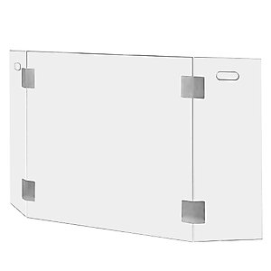Barton 3-Panel Fireplace Screen Tempered Glass Guard Fence Side Handle, Clear (47.75" W x 30" H)