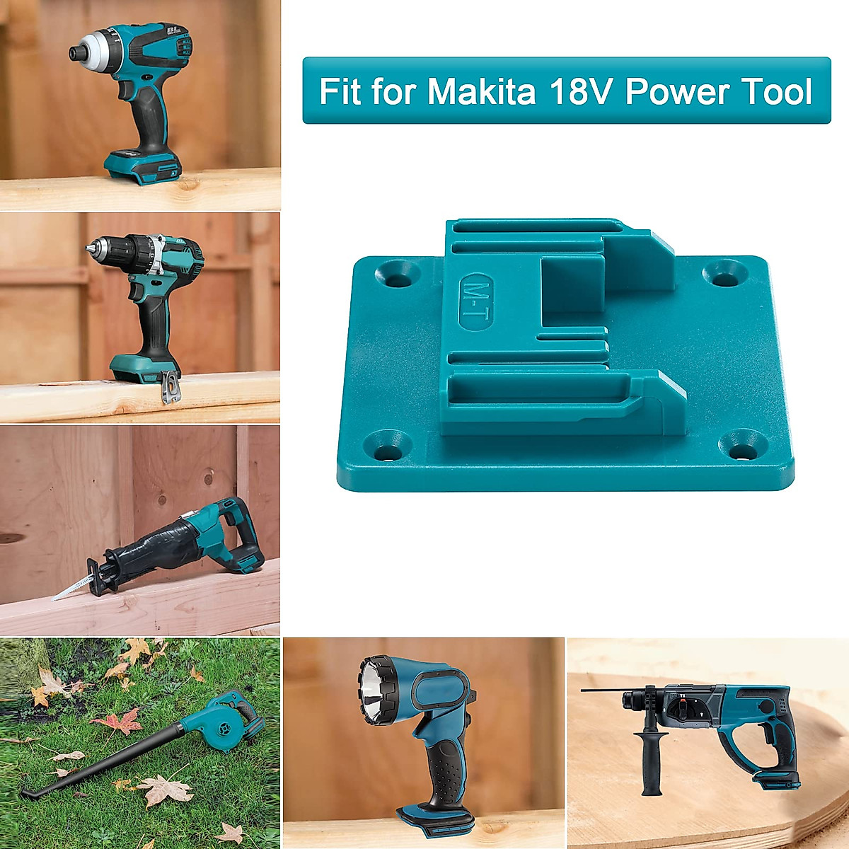 5 Packs Tools Drill Mount Holder, Fit for Makita 18V Li-ion Drill Tools Holder Dock Hanger with 20 Screws(cyan-blue, No Tool)