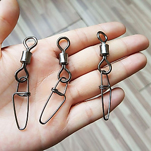 Unclesport 100pcs Fishing Rolling Swivels Coastlock Snap Freshwater Ice Fishing Tackle Bass Fishing Tools 2#-1.50"/83LB