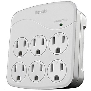Woods 41076 Surge Protector with 6 Power, 6-Outlet 1440J of Protection