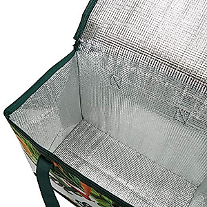 Bekith 4 Pack Insulated Reusable Grocery Bag, X Large Cooler Bags, Shopping Tote with Zippered Top for Hot and Cold Food Transport, Wine Tote, Drinks Carrier, Stands Upright, Collapsible