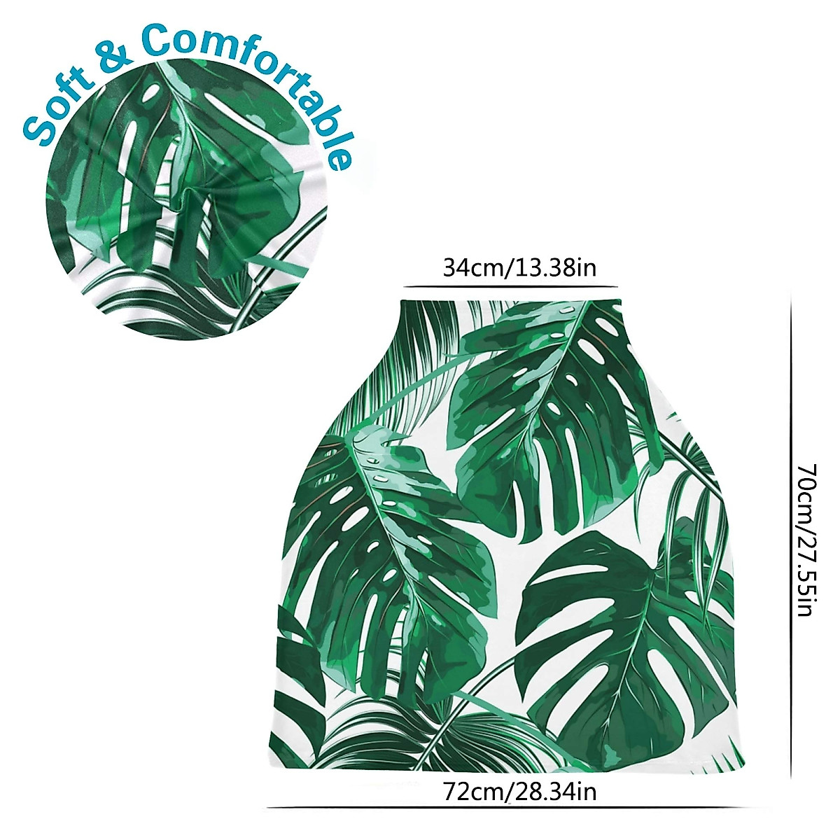 YYZZH Palm Leaf Tropical Jungle Monstera Leaves Floral Pattern Print Stretchy Baby Car Seat Cover Infant Canopy Nursing Covers Breastfeeding Cover Breathable Windproof Winter Scarf for Boys Girls