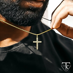Takar Solid 10k Gold CZ Christian Cross Pendant For Women, Cubic Zirconia Christian Cross Charm Pendant in Small/Medium/Large, Catholic Gold Jewelry Made in USA