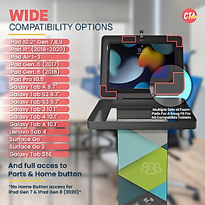 Premium Kiosk Floor Stand - CTA Locking Floor Stand Kiosk - IPad 10th Gen 10.9-Inch - IPad 7/8/9 Gen 10.2-Inch - IPad Pro 11" - IPad 5/6 Gen - Surface Go - Galaxy Tab S5E & More - Black (PAD-PARAF)