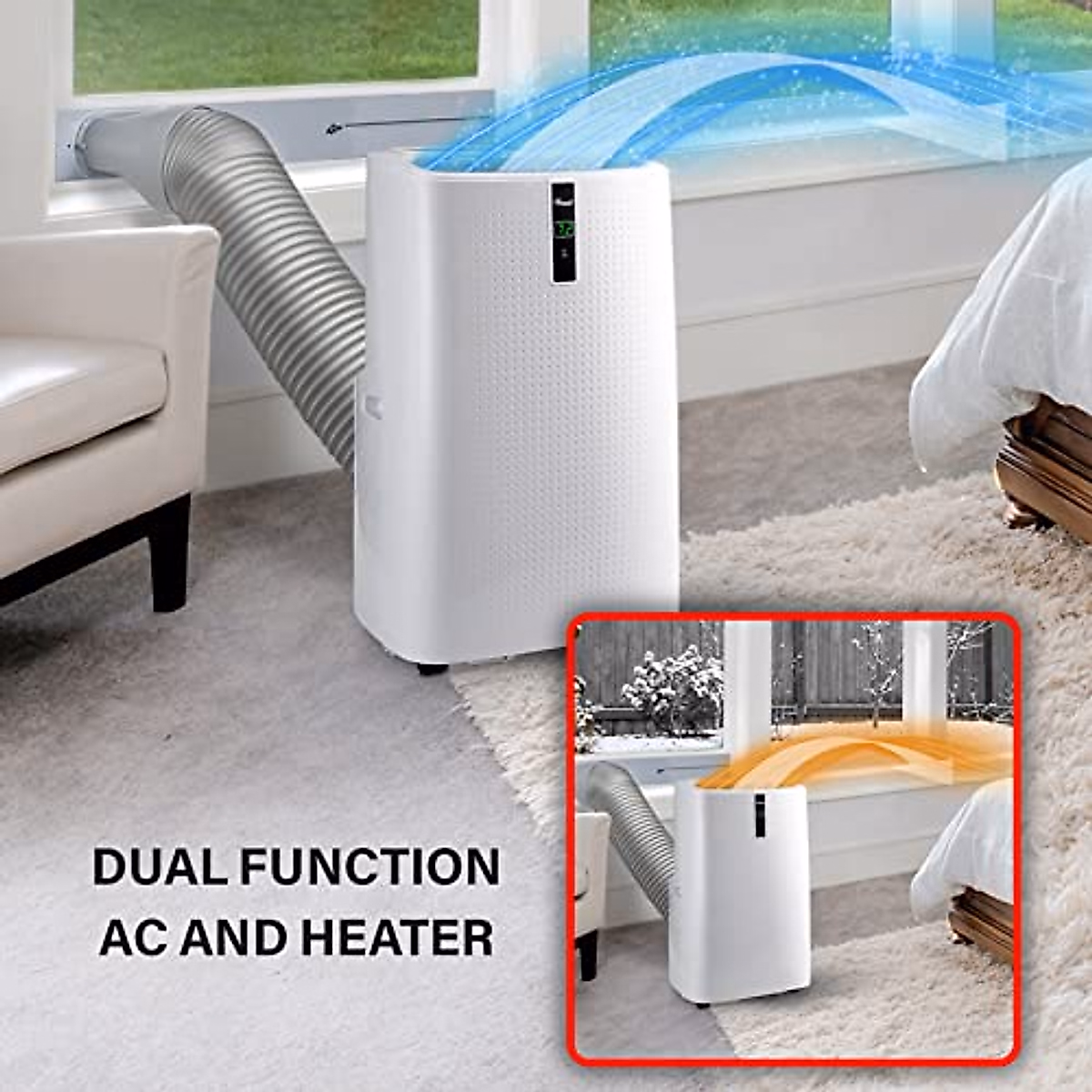 Rosewill Portable Air Conditioner 12,000 BTU, 4-in-1: AC, Fan, Dehumidifier & Heater, Remote Control, Self-Evaporation, Up to 300 Sq.Ft., White - (RHPA-18003)