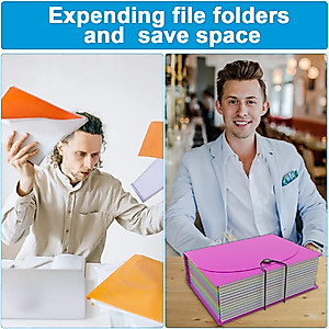 CN1ST Expanding File Folder with Sticky Labels, Accordian File folders Organizer, Expandable Filing Folder for Documents Letter Size and A4 Size