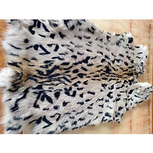 Bobcat Print Tanned Rabbit Fur Pelt Hide (10" by 12" Rabbit Pelt with Sewing Quality Leather)