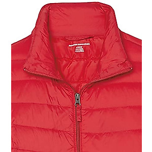 Amazon Essentials Women's Lightweight Long-Sleeve Water-Resistant Puffer Jacket (Available in Plus Size), Red, X-Large