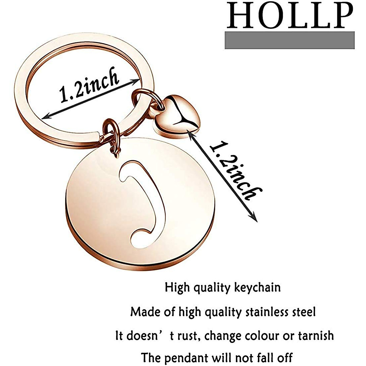 HOLLP Initial Disc Charm Keychain 26 Initial Letter Alphabet Key Ring A-Z Initial English Charm Keychain (RG-J)