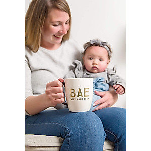 Pearhead Bae Best Aunt Ever Ceramic Mug, Aunt Coffee Mug, Best Aunt Gifts, White