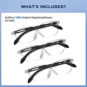 OuShiun 160% Magnifying Glass for Close Work Hobby Craft Reading Jewelry Sewing Repair for Readers Women Men Elderly 3Pack OS8601