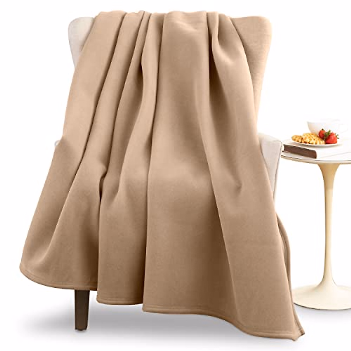 Vellux 1B07031 Original Insulating Core Hotel Style Solid blanket Machine Washable Soft Cozy Warm Thermal Durable Pet Friendly All Seasons Layering Bed Sofa Blankets, Full Queen, Beige