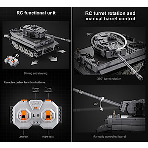 dOMOb Tiger WWII German Tank Building Kit – 2.4G Remote Control Battle Army Build Set – 1:35 RC Tank Model – CaDA Bricks Toy for 14+ Kids & Adults – 925 Building Blocks – for Boys, Hobbyist, Collector