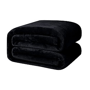 StangH Fleece Bed Blanket Queen Size - Flannel Super Soft Throw Blanket for Babies, Cozy Microfiber Plush Fuzzy Blankets for Couch Sofa Decoration, (Queen Size 90 x 90, Black)