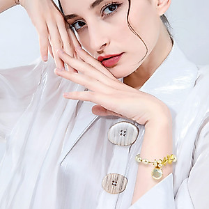 ELEXIS 18K Gold Dainty Baroque Pearl Bracelet For Women Wedding Handmade Originals Trendy Casual Freshwater Pearls Leaf Bracelet For Girls Gift Engaged Comfy Bridesmaid Hanging Jewelry