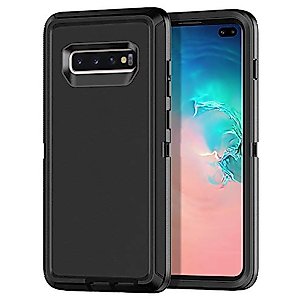I-HONVA for Galaxy S10 Plus Case Shockproof Dust/Drop Proof 3-Layer Full Body Protection [Without Screen Protector] Rugged Heavy Duty Durable Cover Case for Samsung Galaxy S10 Plus, Black