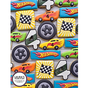 Hwy Route 66 Cookie Cutter 5 Piece Set from The Cookie Cutter Shop - Circle Wheel/Tire, Flag, Route 66 Sign, Square Plaque, Race Car Cookie Cutters – Tin Plated Steel Cookie Cutters