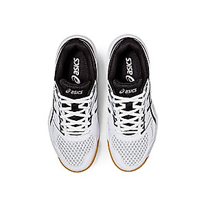 ASICS Kid's Upcourt 4 Grade School Volleyball Shoes, 2, White/Black