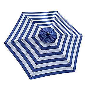 BELLRINO Replacement 9 ft 6 ribs ROYAL BLUE/WHITE STRIPE" STRONG & THICK" Umbrella Canopy (Canopy Only)