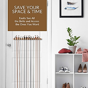 ZEDODIER Belt Hanger for Closet, Sturdy Wood Belt Rack for Men and Women, 14 Storage Capacity, Space Saving Hanging Belt Holder for Closet Organizers and Storage, Natural