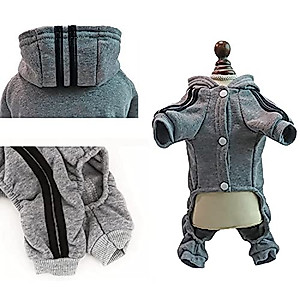 Pet Cat Dog Cute Outfit Clothes Hoodie Jumpsuit Tracksuit Jacket Winter Sweater 4-Legs Style Grey for Puppy Small to Medium Dogs Boy and Girl (X-Large)