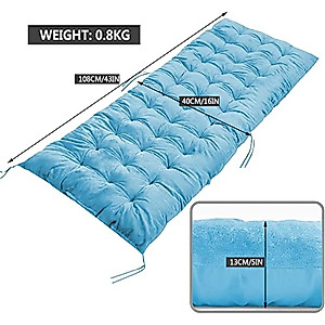 Lounge Chair Cushion with 6 Ties, Thick Rocking Chair Cushion with Peal Wool Filling, Indoor Outdoor Solid Color Patio High Seat Back Chair Cushion, No Chair, Light Blue-40x108CM/16x43IN