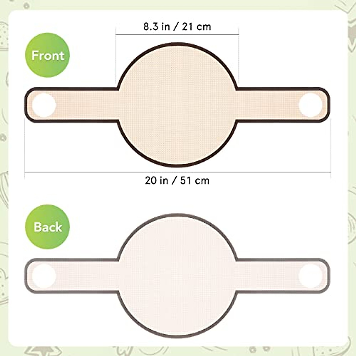 Tofficu Glass Fiber Baking Mats for Dutch Oven Bread Baking Non- Stick Dough Bread Sling Baking Mat Long Handles Sling Baking Mat for Transfer of Dough