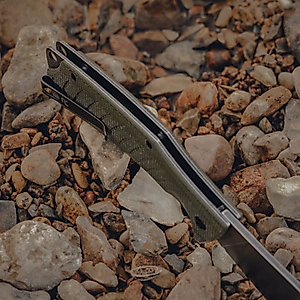 REVO Knives Ness Folding Pocket Knife; 3.375" 14C28N Stonewash Blade with Durable Micarta Handle; Flip Tab Open, Secure Liner lock, Reversible Pocket Clip, EDC Tactical Knife (Green)