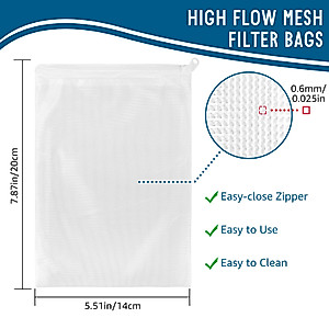 MyfatBOSS Aquarium Filter Media Bags - Extra Fine - 10 PCS Fine Mesh Reusable Nylon Net Filter Bags with Plastic Zipper for Extra Fine Resins Filter, 7.9 x 5.5 Inch