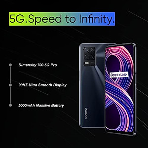 realme 8 5G Mobile Phone, Sim Free Unlocked Smartphone with Dimensity 700 5G Processor, 90Hz Ultra Smooth Display, 5000mAh Massive Battery, 48MP Nightscape Camera, Dual Sim, NFC, 4+64GB