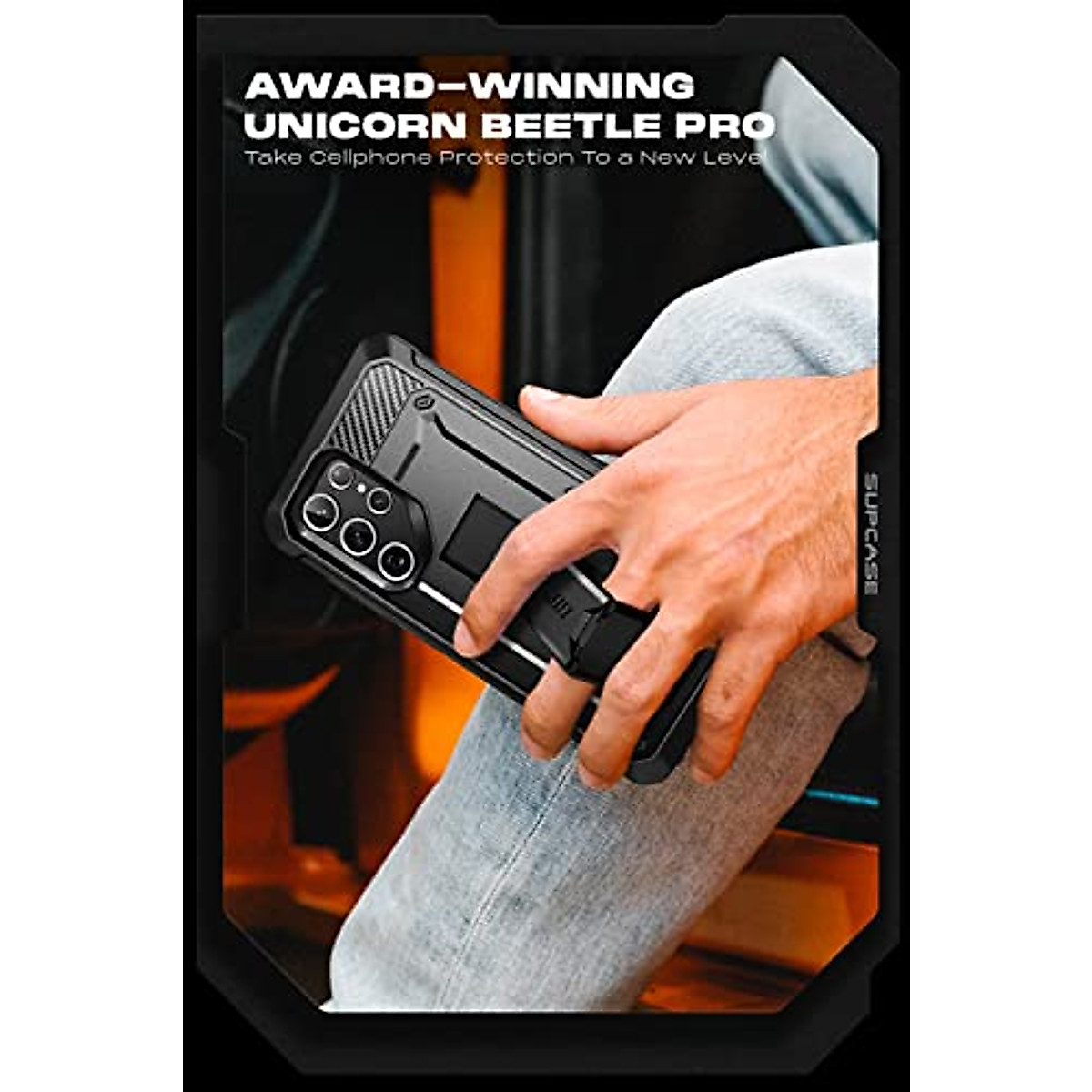 SUPCASE Unicorn Beetle Pro Series Case for Samsung Galaxy S22 Ultra 5G (2022 Release), Full-Body Dual Layer Rugged Belt-Clip & Kickstand Case Without Built-in Screen Protector (Black)
