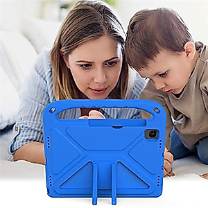 JGY Compatible with Samsung Tab A8 10.5 X200 Kids Case with Handle Stand A8 10.5 X200 Case Kids Proof Light EVA Rugged Shockproof Full Cover for Boy Girl Baby (Blue)