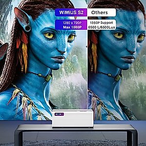 5G WiFi Bluetooth Projector 4K Support, 450 ANSI Native 1080P WIMIUS W6 Outdoor Movie Projector with 300" Display , 4P/4D Keystone, 50% Zoom, Video Projector Compatible iOS/Android/TV Stick/PS4/PPT